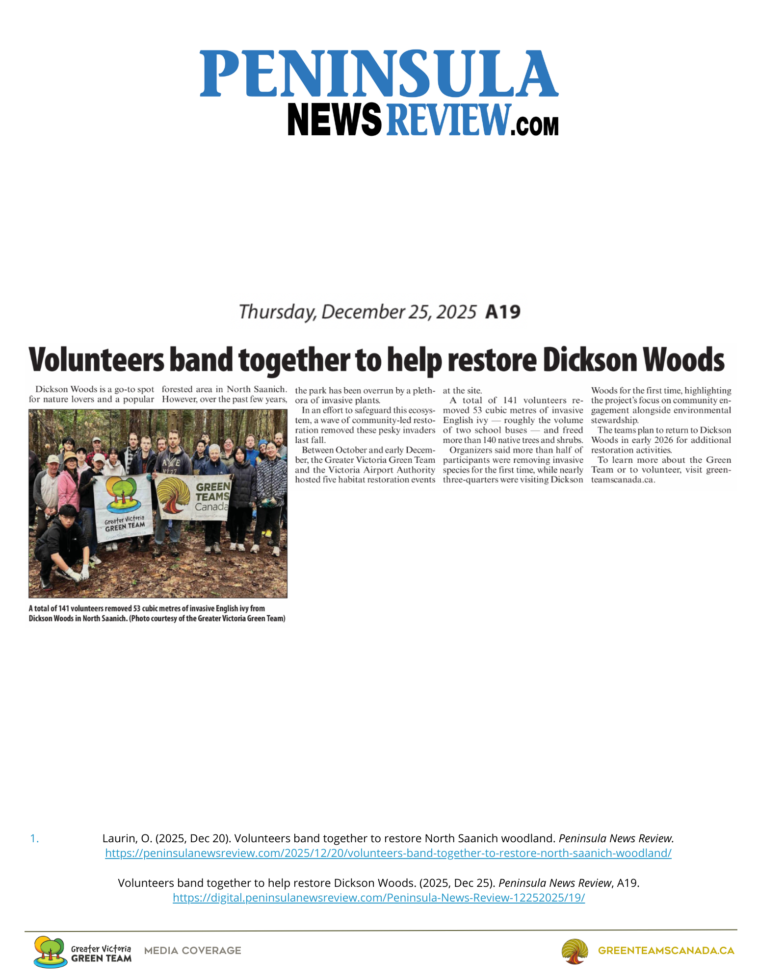 Volunteers band together to restore North Saanich woodland - Peninsula ...